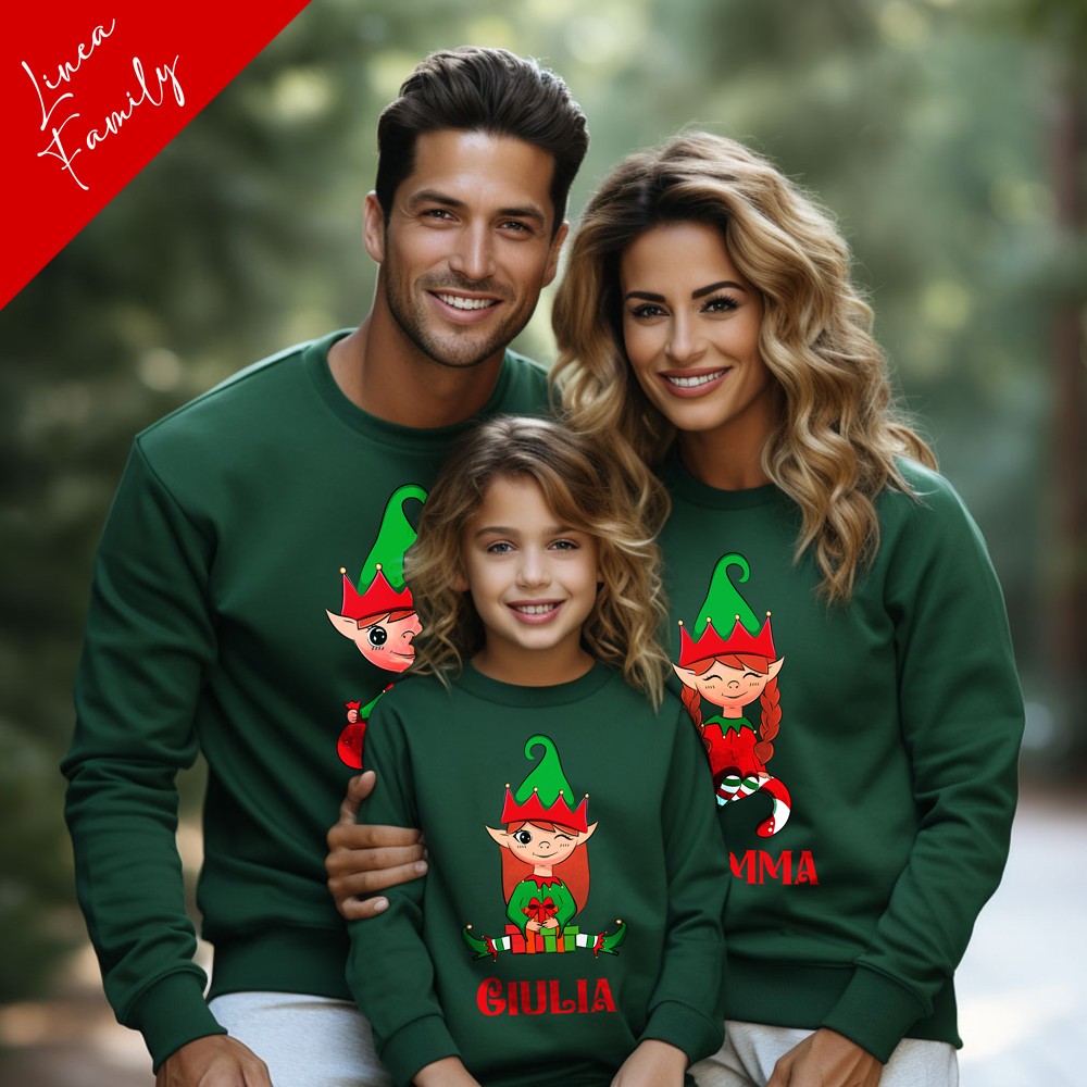 Felpa donna natalizia "Linea Family" Mamma Elfo da personalizzare